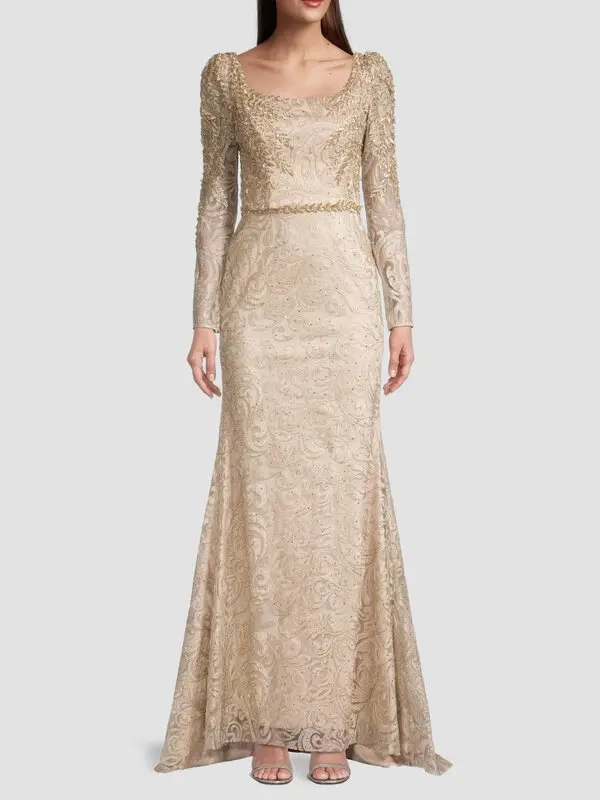 Mac Duggal Beaded Lace A-line Gown