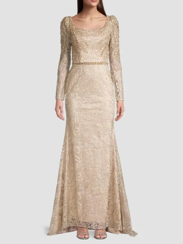 Mac Duggal Beaded Lace A-line Gown