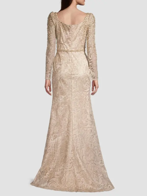 Mac Duggal Beaded Lace A-line Gown