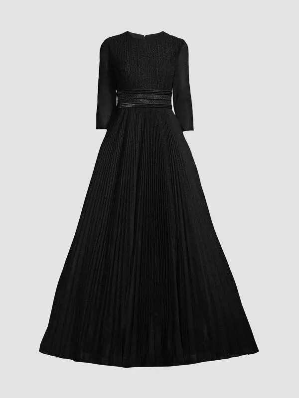 Mac Duggal Shimmering Pleated A-line Gown - Black