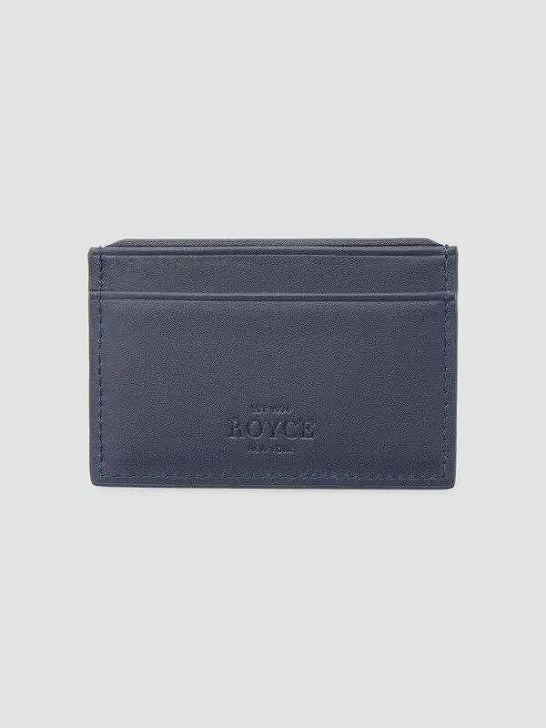 ROYCE NEW YORK Rfid-blocking Leather Card Case - Navy Blue
