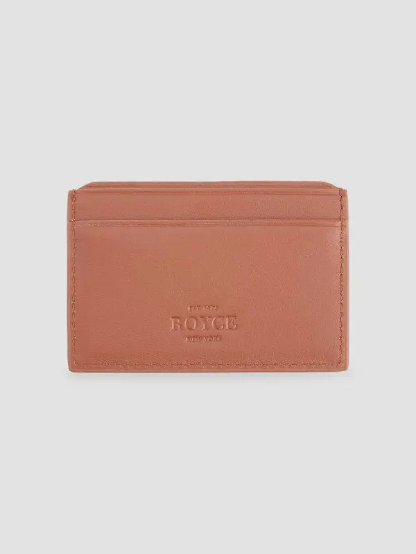 ROYCE NEW YORK Rfid-blocking Leather Card Case - Tan