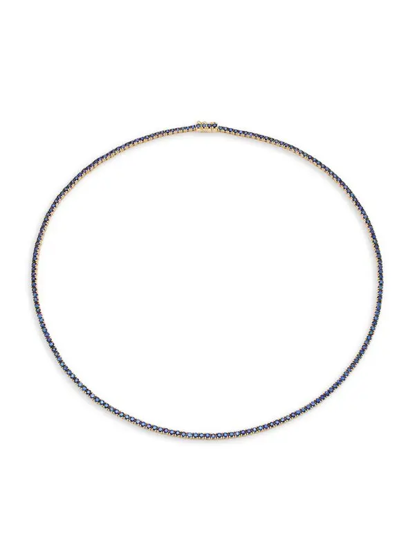 ANITA KO Hepburn 18k & Blue Sapphire Tennis Necklace - Yellow Gold