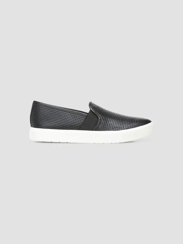 Vince Blair Perforated Leather Slip-on Sneakers - Black