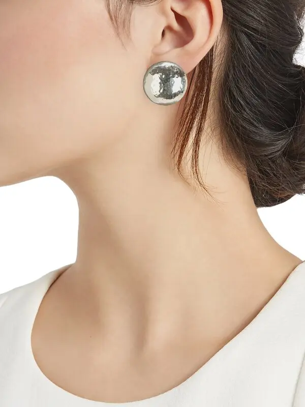 Ippolita Classico Sterling Hammered Button Clip-on Earrings