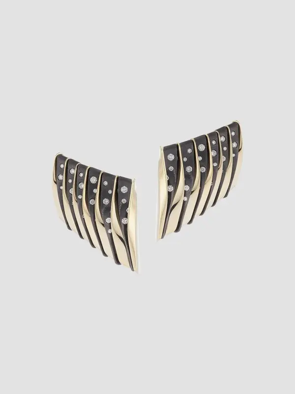 Vhernier Coucher De Soleil 18k Bronze & White Diamond Earclips - White Gold