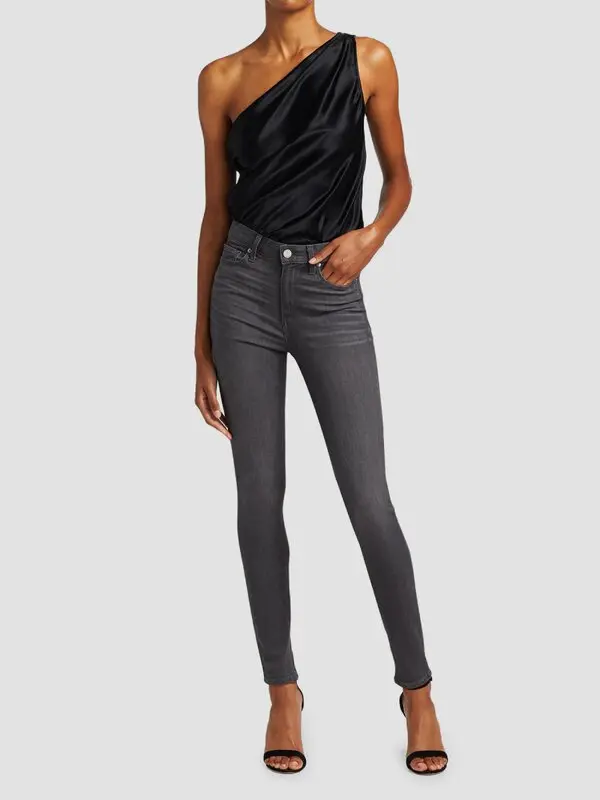 Cami Nyc Darby One-shoulder Silk Bodysuit - Black