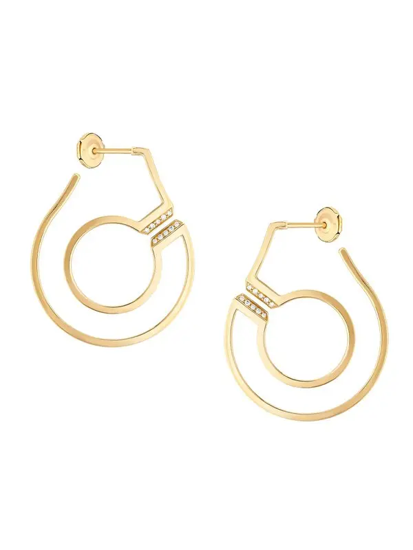 DINH VAN Ottes 18k Yellow & Diamond Hoop Earrings - Gold