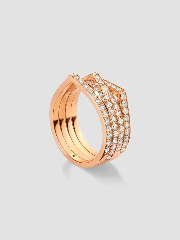 REPOSSI Antifer 18k & Pavé Diamond 4-row Ring