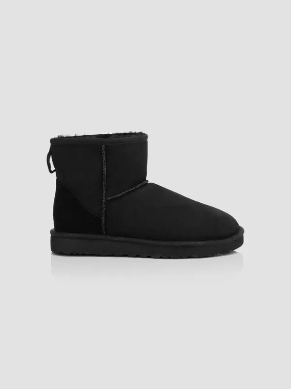UGG Classic Heritage Suede & Shearling Classic Mini Bomber Boots - Black