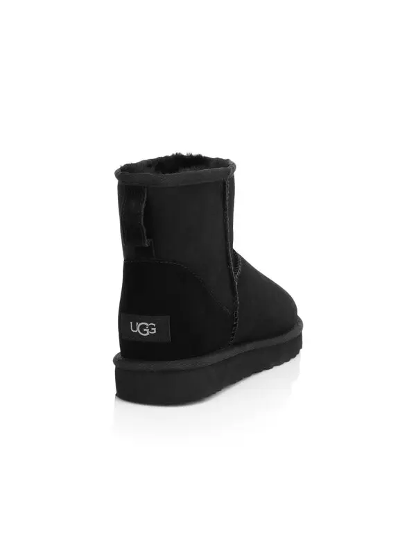 UGG Classic Heritage Suede & Shearling Classic Mini Bomber Boots - Black