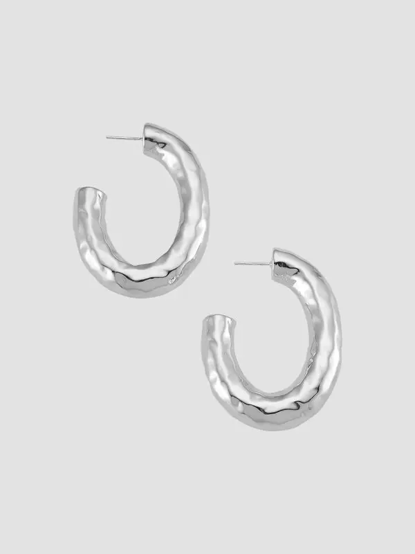 Ippolita 925 Classico Thick Hammered Oval Hoop Earring