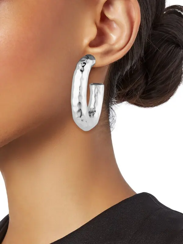 Ippolita 925 Classico Thick Hammered Oval Hoop Earring
