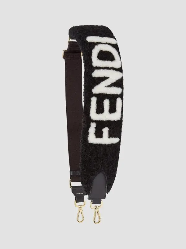 Fendi Logo Shearling Strap - Nero