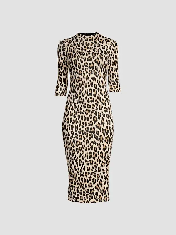 Alice + Olivia Delora Leopard Bodycon Dress - Textured Leopard