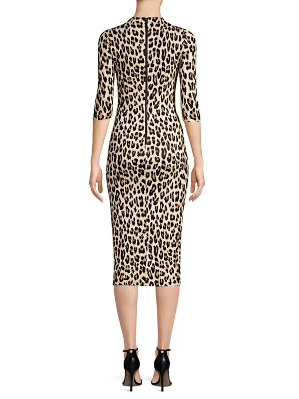 Alice + Olivia Delora Leopard Bodycon Dress - Textured Leopard