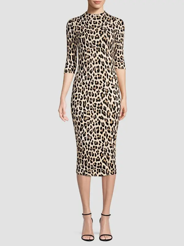 Alice + Olivia Delora Leopard Bodycon Dress - Textured Leopard