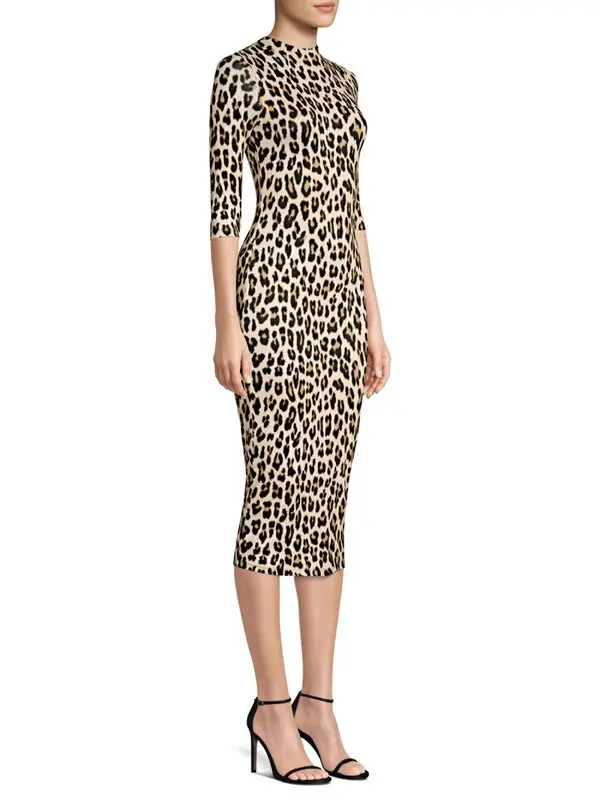Alice + Olivia Delora Leopard Bodycon Dress - Textured Leopard