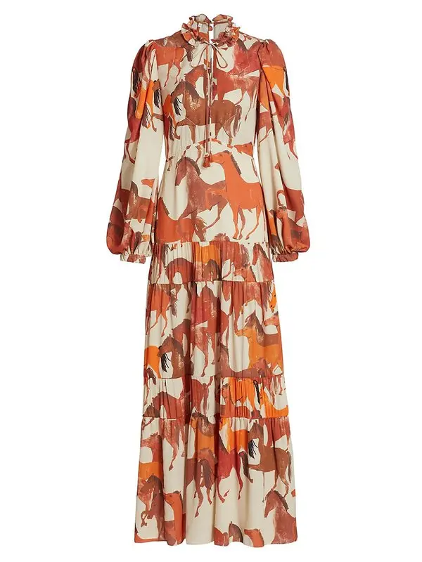 knee length dresses for ladies Malin Horse Print Maxi Dress