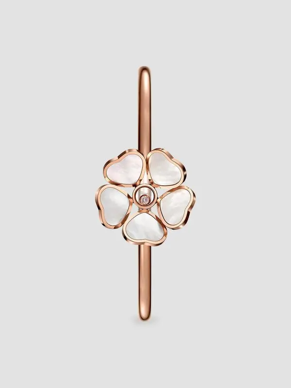 Chopard Happy Diamonds Happy Hearts Flower 18k Rose Gold, Mother-of-pearl & 0.05 Tcw Diamond Bangle - White