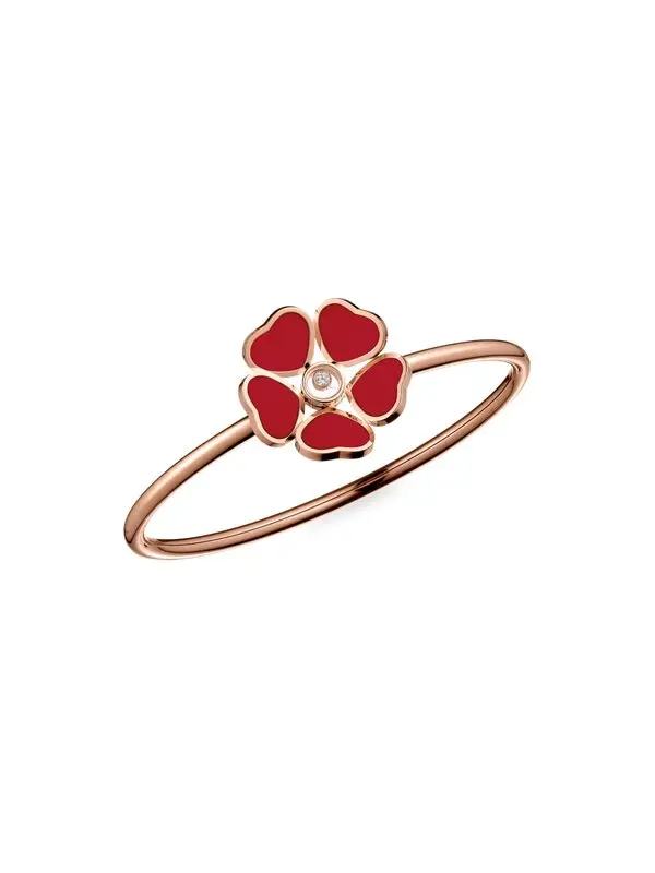 Chopard Happy Diamonds Happy Hearts Flower 18k Rose Gold, 0.05 Tcw Diamond & Stone Bangle