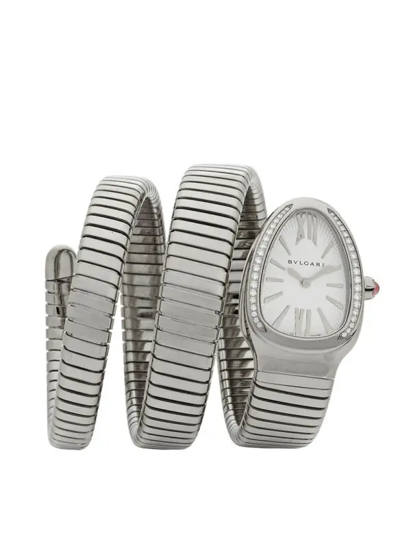 BVLGARI Serpenti Tubogas Stainless & Diamond Double Twist Watch - Silver