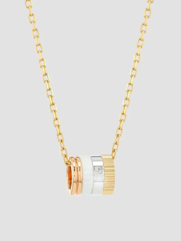 Boucheron Quatre White Edition Tri-tone 18k 0.01 Tcw Diamond & Hyceram Mini Pendant Necklace - Multi