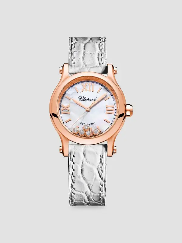 Chopard Happy Sport 18k Diamond & Alligator Strap Watch - One-color