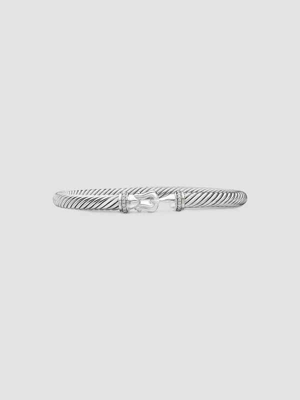 David Yurman Cable Buckle Bracelet With Diamonds 5mm - Silver