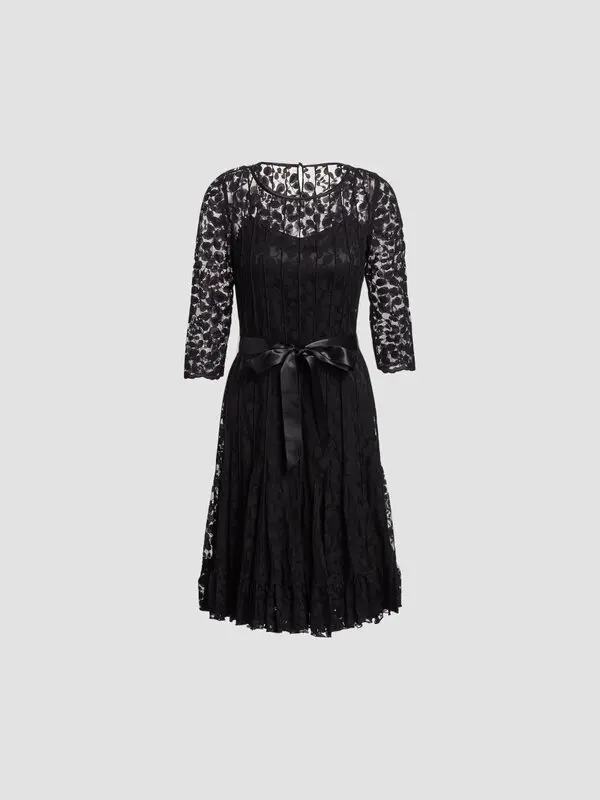 Rickie Freeman For Teri Jon Lace Pintuck Dress - Black