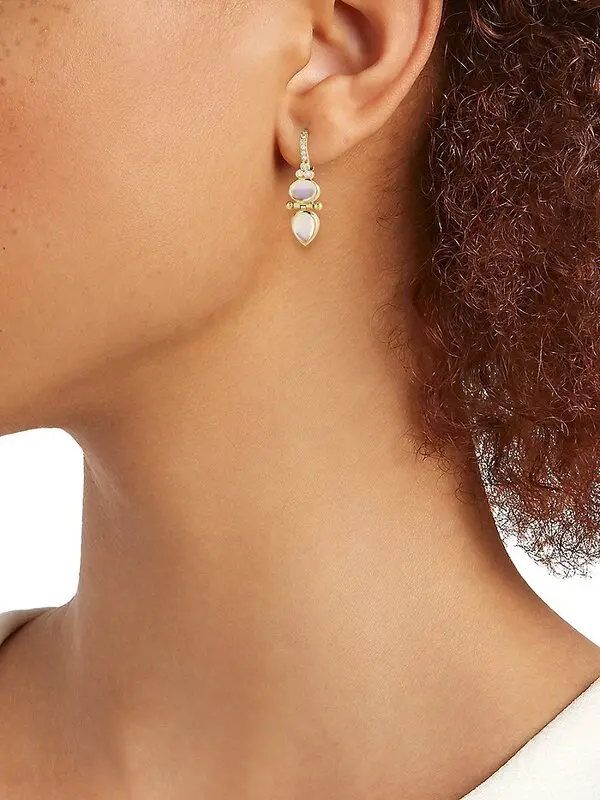 Temple St. Clair Florence86 18k Blue Moonstone & Diamond Dynasty Double-drop Earrings
