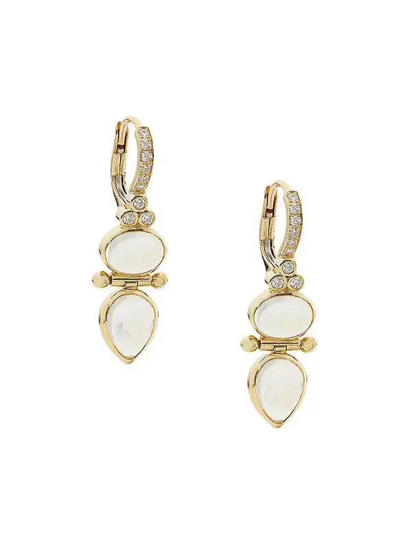 Temple St. Clair Florence86 18k Blue Moonstone & Diamond Dynasty Double-drop Earrings