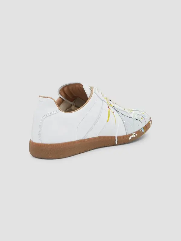 MAISON MARGIELA Replica Paint Splatter Leather Low-top Sneakers - White