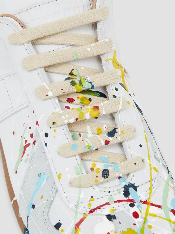 MAISON MARGIELA Replica Paint Splatter Leather Low-top Sneakers - White
