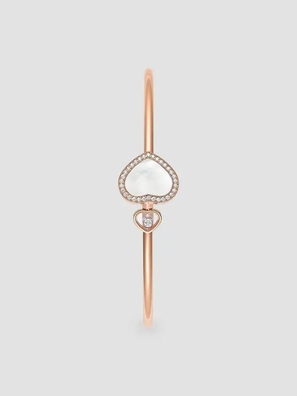 Chopard Happy Diamonds Happy Hearts 18k Rose Gold, 0.19 Tcw Diamond & Mother-of-pearl Bangle - White