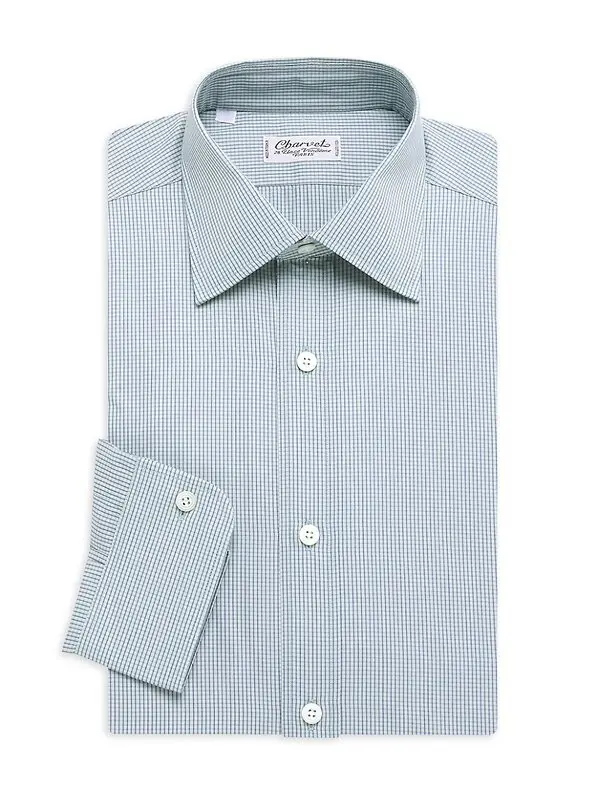 Charvet Mini Windowpane Check Dress Shirt