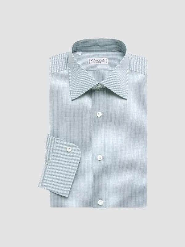 Charvet Mini Windowpane Check Dress Shirt