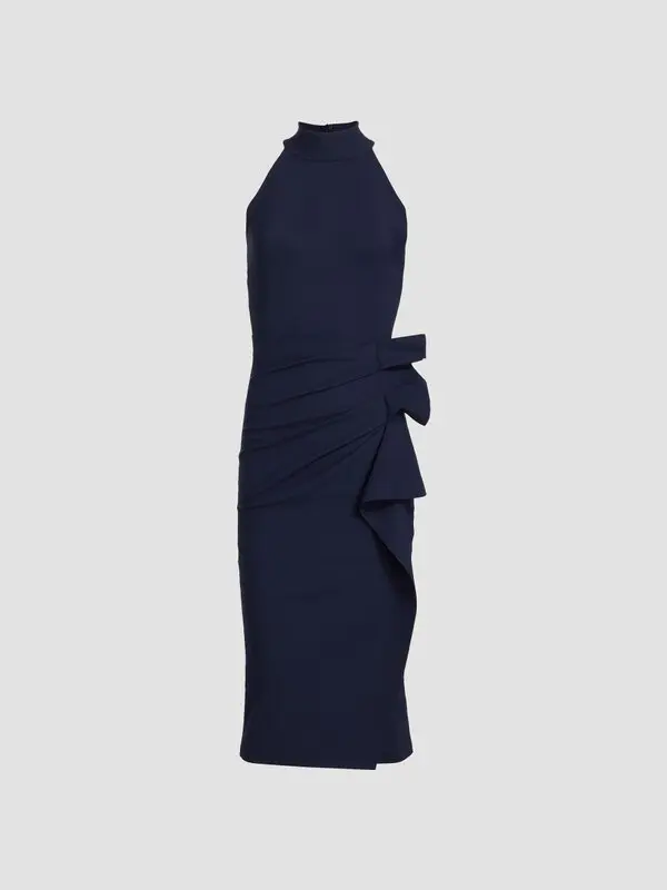 Chiara Boni La Petite Robe Halter Ruffle Midi Dress - Blue Notte