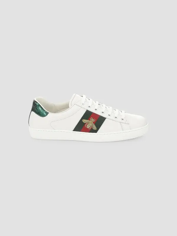 Gucci New Ace Bee Embroidered Sneakers - White