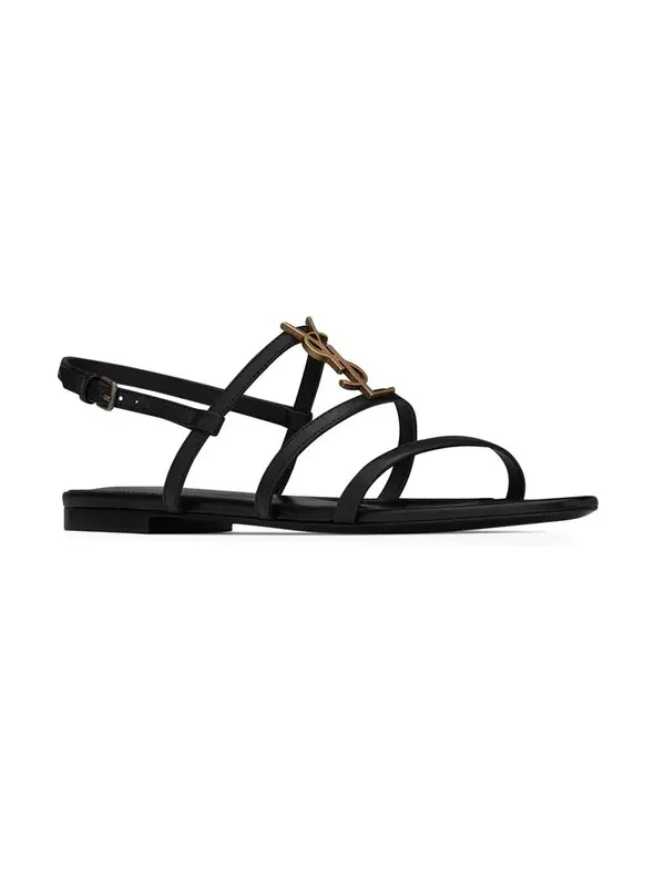 Saint Laurent Cassandra Leather Slingback Sandals - Nero