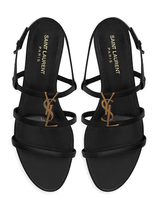 Saint Laurent Cassandra Leather Slingback Sandals - Nero