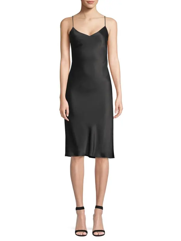 L'Agence Jodie Silk Slip Dress - Black