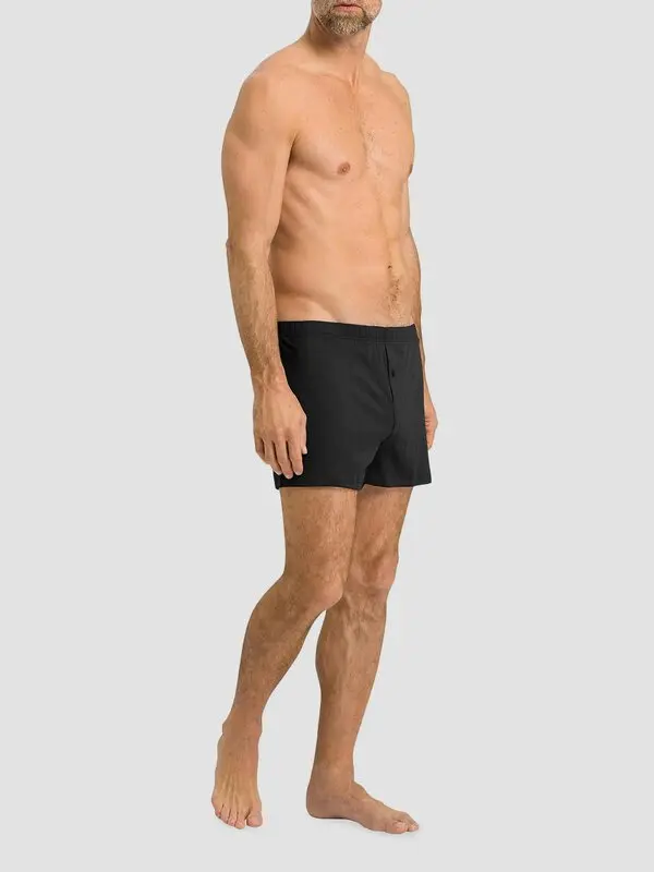 Hanro Cotton Sporty Knit Boxers - Black