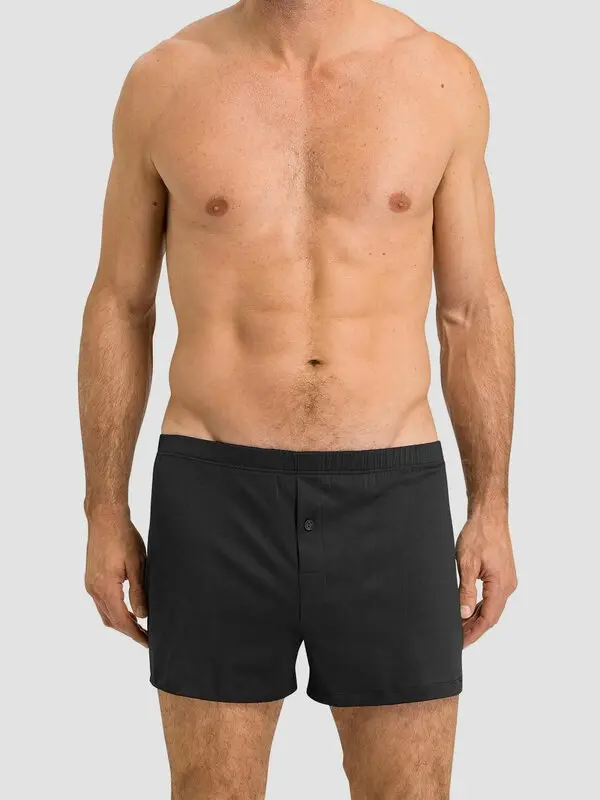 Hanro Cotton Sporty Knit Boxers - Black