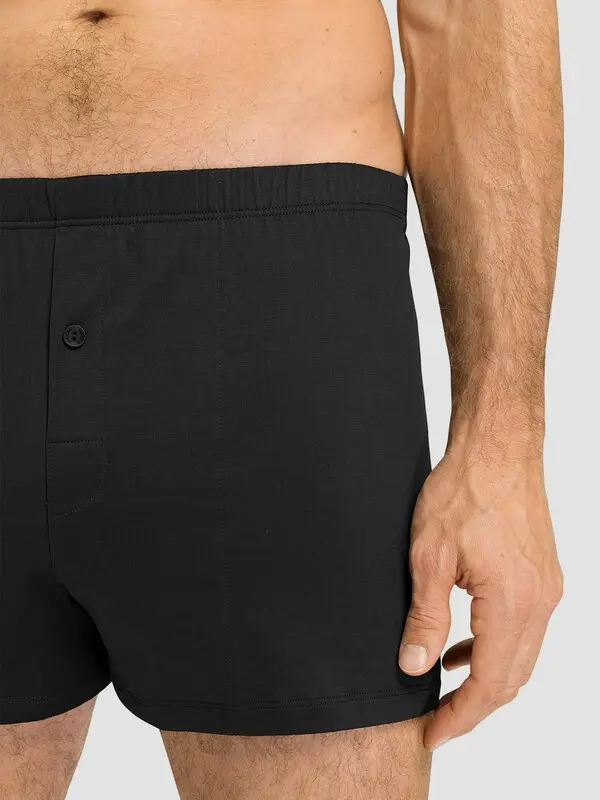 Hanro Cotton Sporty Knit Boxers - Black