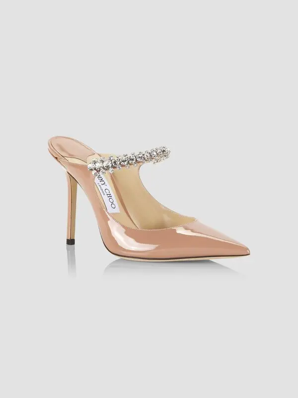 JIMMY CHOO Bing 100mm Embellished Patent Leather Mules - Ballet Pink