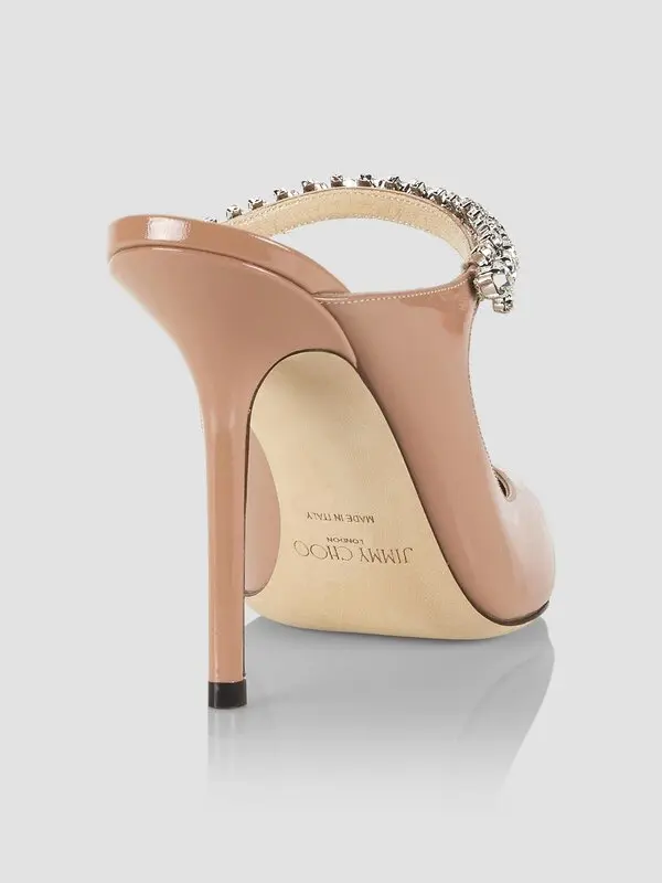 JIMMY CHOO Bing 100mm Embellished Patent Leather Mules - Ballet Pink