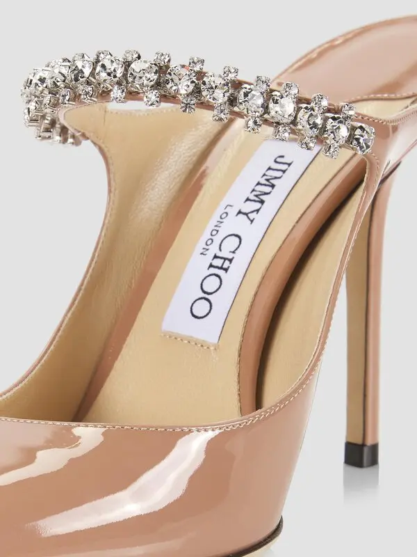 JIMMY CHOO Bing 100mm Embellished Patent Leather Mules - Ballet Pink