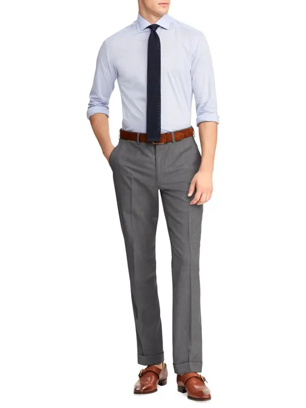 Ralph Lauren Purple Label Greg Flat-front Wool Pants - Grey