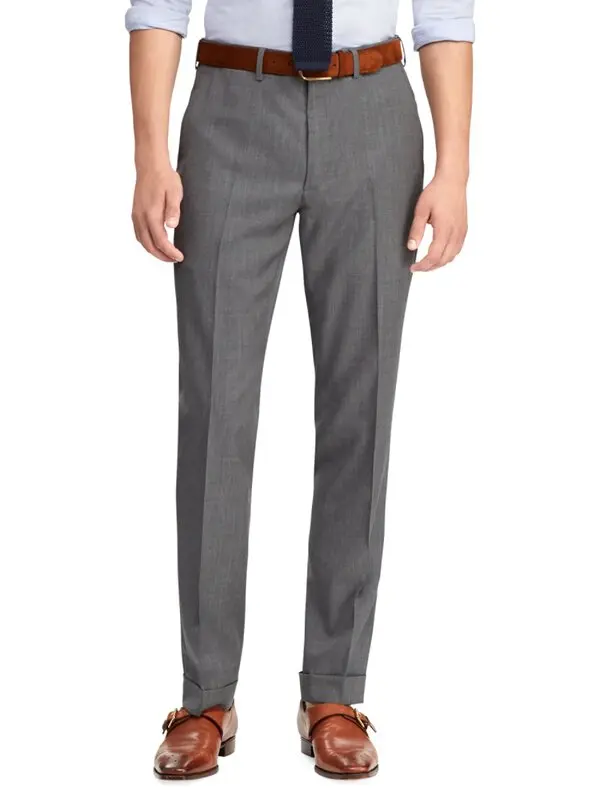 Ralph Lauren Purple Label Greg Flat-front Wool Pants - Grey